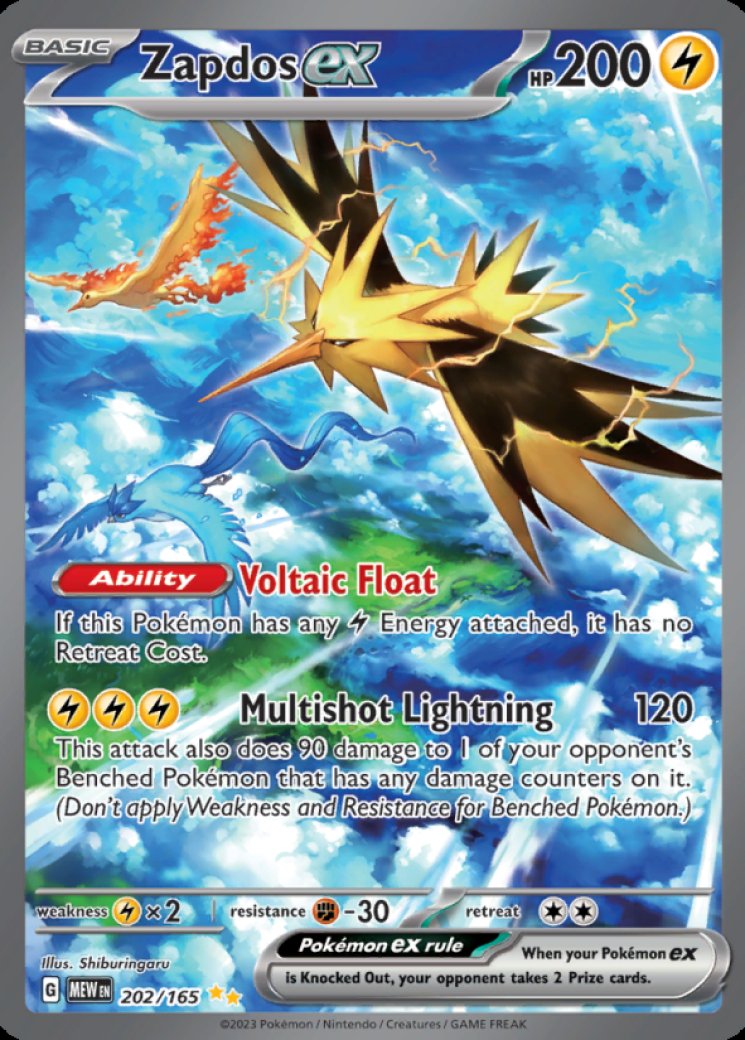 Zapdos ex - 202/165 - Scarlet & Violet 151 - Pokemon Card Prices & Trends