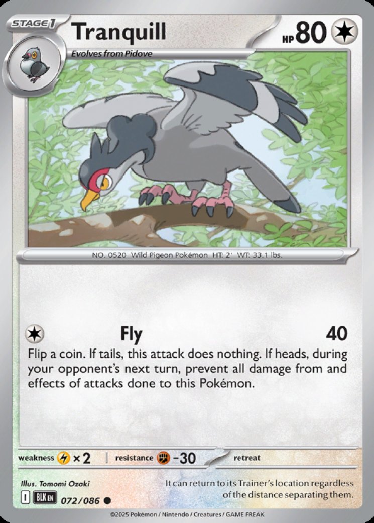Tranquill (Master Ball Pattern) - Black Bolt - Pokemon Card Prices & Trends